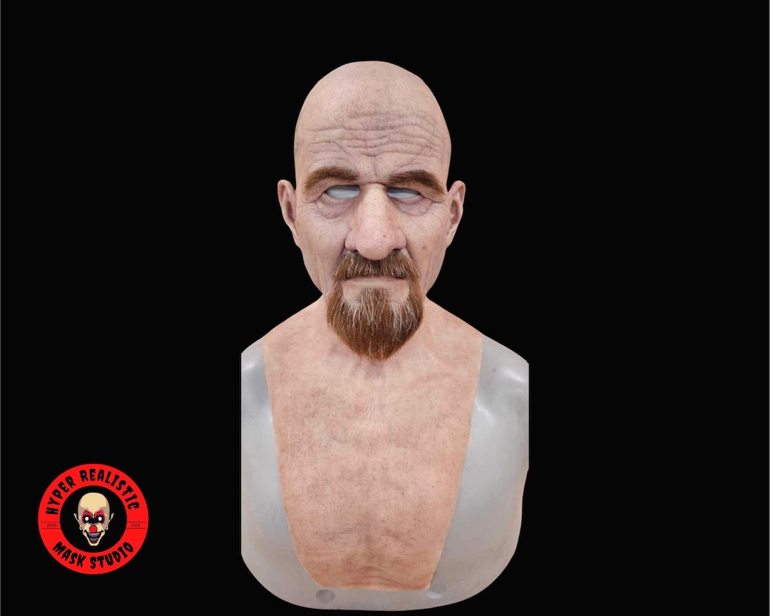 Realistic Bald Silicone Mask With Beard – Full Head Aging Male FX Mask ...