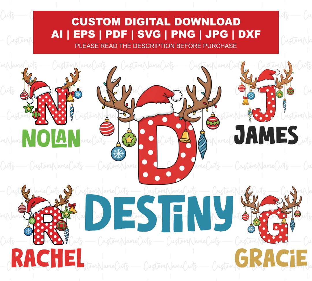 Custom Christmas Alphabet PNG | Santa Initial Letter PNG | Xmas ...
