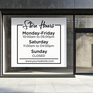Custom Store Hours Sign SVG | Personalized Business Hours Decal ...