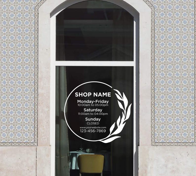 Custom Store Hours SVG | Store Hours Vinyl Decal | Storefront Decal ...