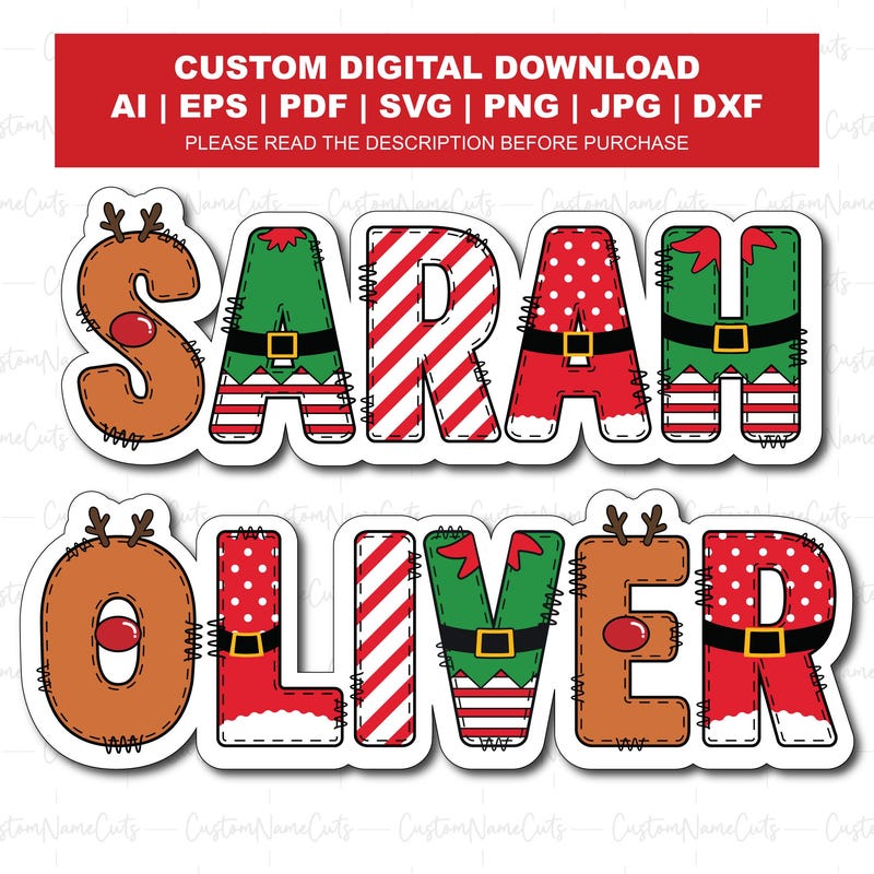 Stocking Name Design Png - Etsy UK