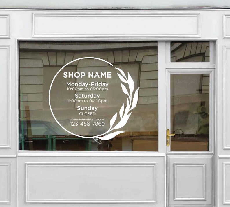 Custom Store Hours SVG | Store Hours Vinyl Decal | Storefront Decal ...