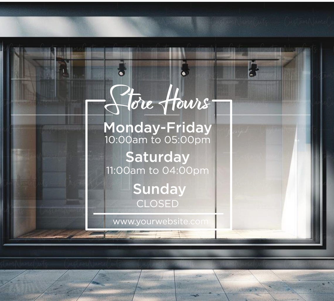 Custom Store Hours Sign SVG | Personalized Business Hours Decal ...