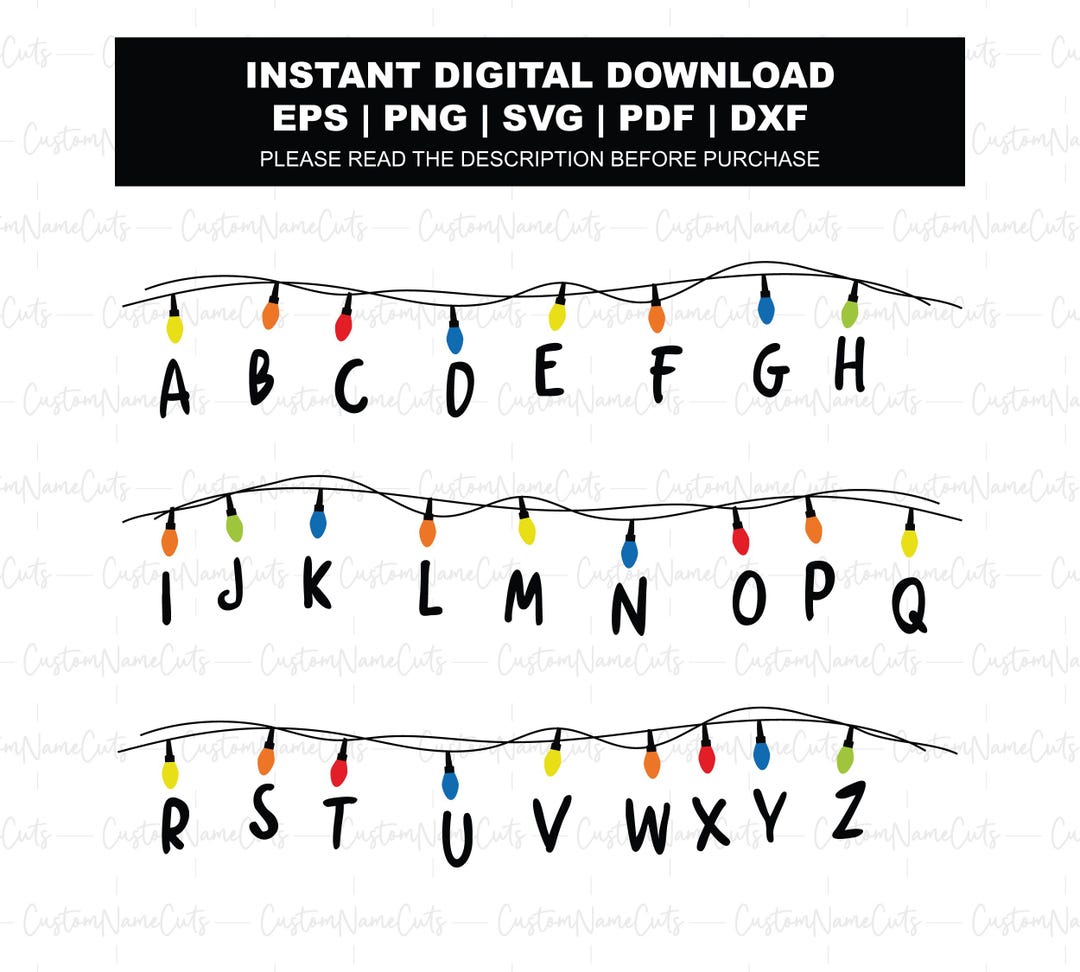 Alphabet Lights Stranger Things SVG | Christmas Svg | Strange Things ...