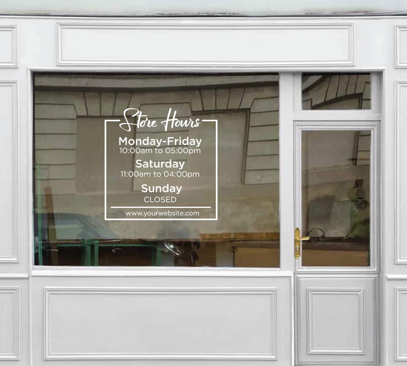 Custom Store Hours Sign SVG | Personalized Business Hours Decal ...