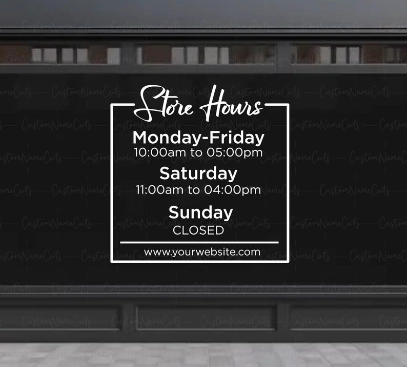 Custom Store Hours Sign SVG | Personalized Business Hours Decal ...