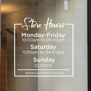 Custom Store Hours Sign SVG | Personalized Business Hours Decal ...