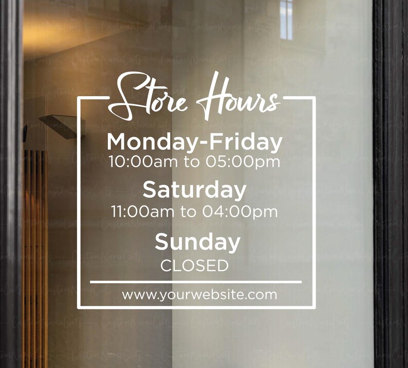 Custom Store Hours Sign SVG | Personalized Business Hours Decal ...