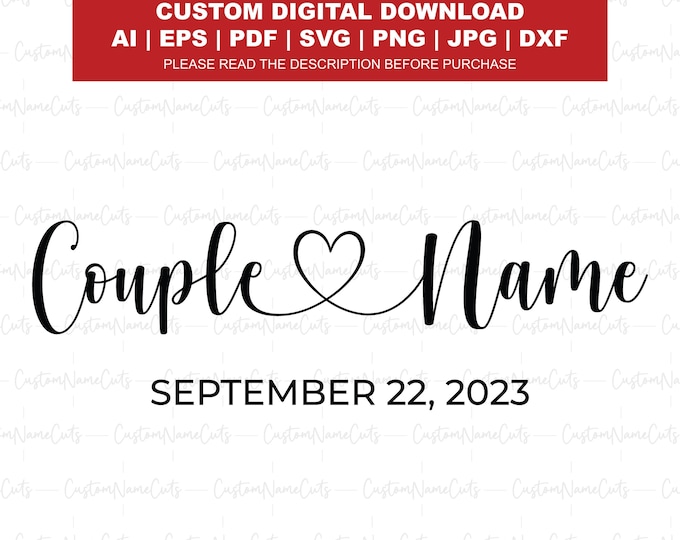 Custom Names Svg, Couple Names With Heart Svg, Wedding Gift Svg ...