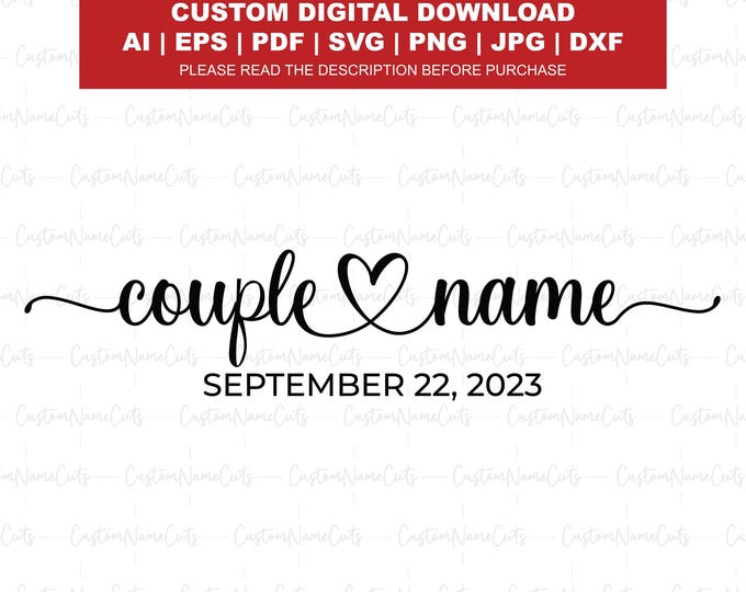 Custom Names Svg, Couple Names With Heart Svg, Wedding Gift Svg ...