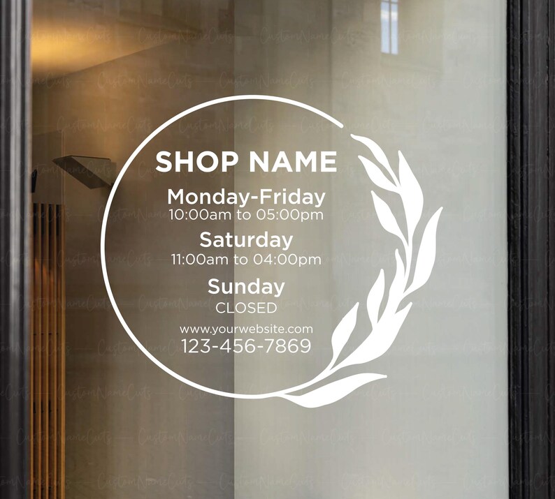 Custom Store Hours SVG | Store Hours Vinyl Decal | Storefront Decal ...