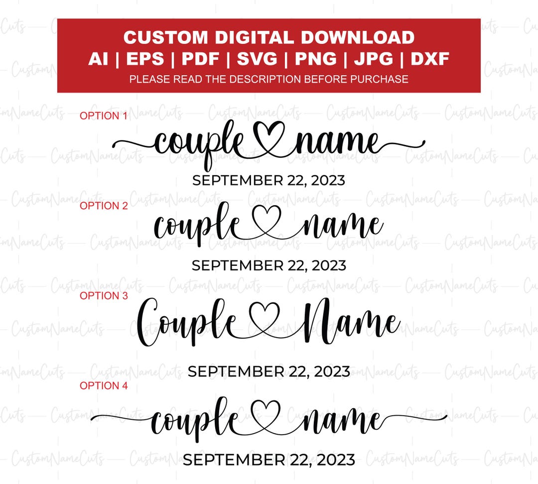 Custom Names SVG | Custom Couple Name SVG | Couple Names With Heart Svg ...