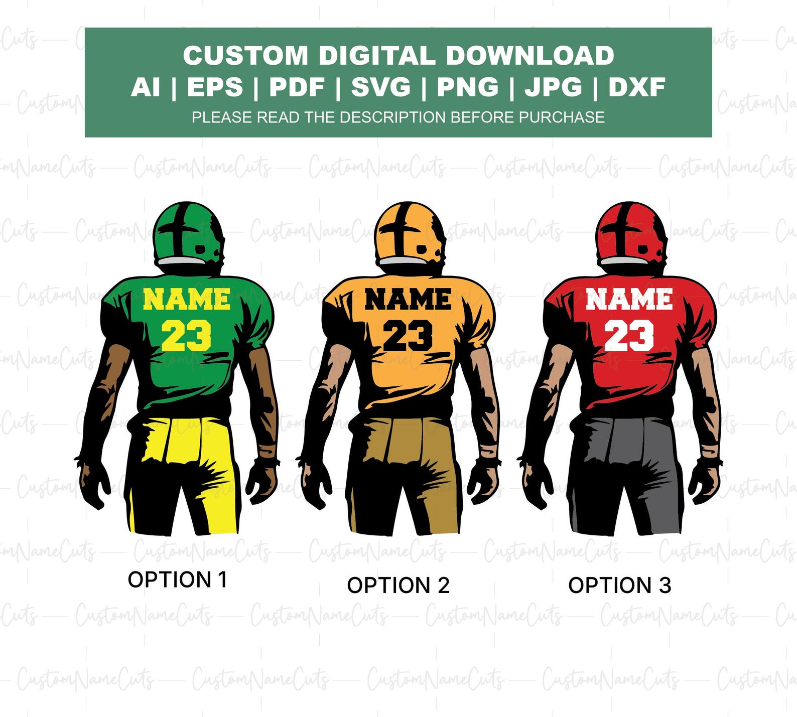 Custom Football Player SVG PNG | Personalized Football Name SVG ...