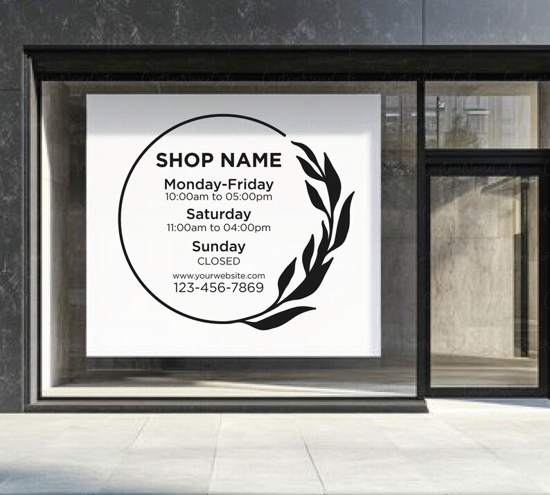 Custom Store Hours SVG | Store Hours Vinyl Decal | Storefront Decal With Hours of Operation ...