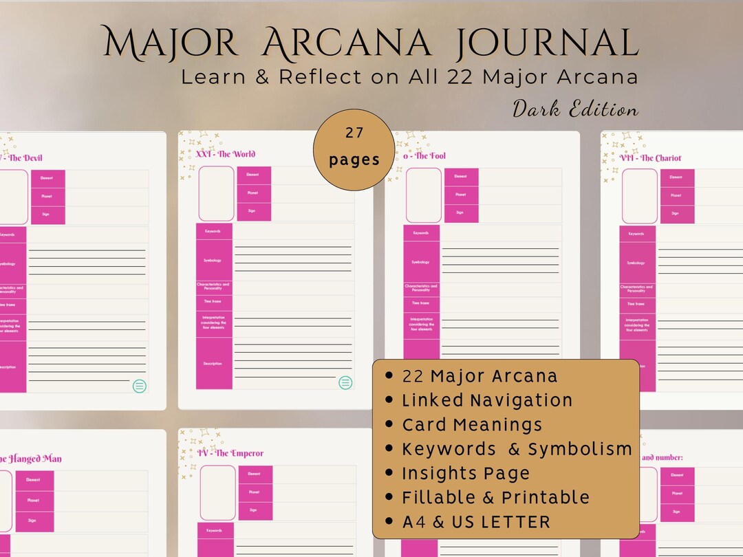 Major Arcana Tarot Journal – Printable Study Workbook (PDF) - Etsy Canada