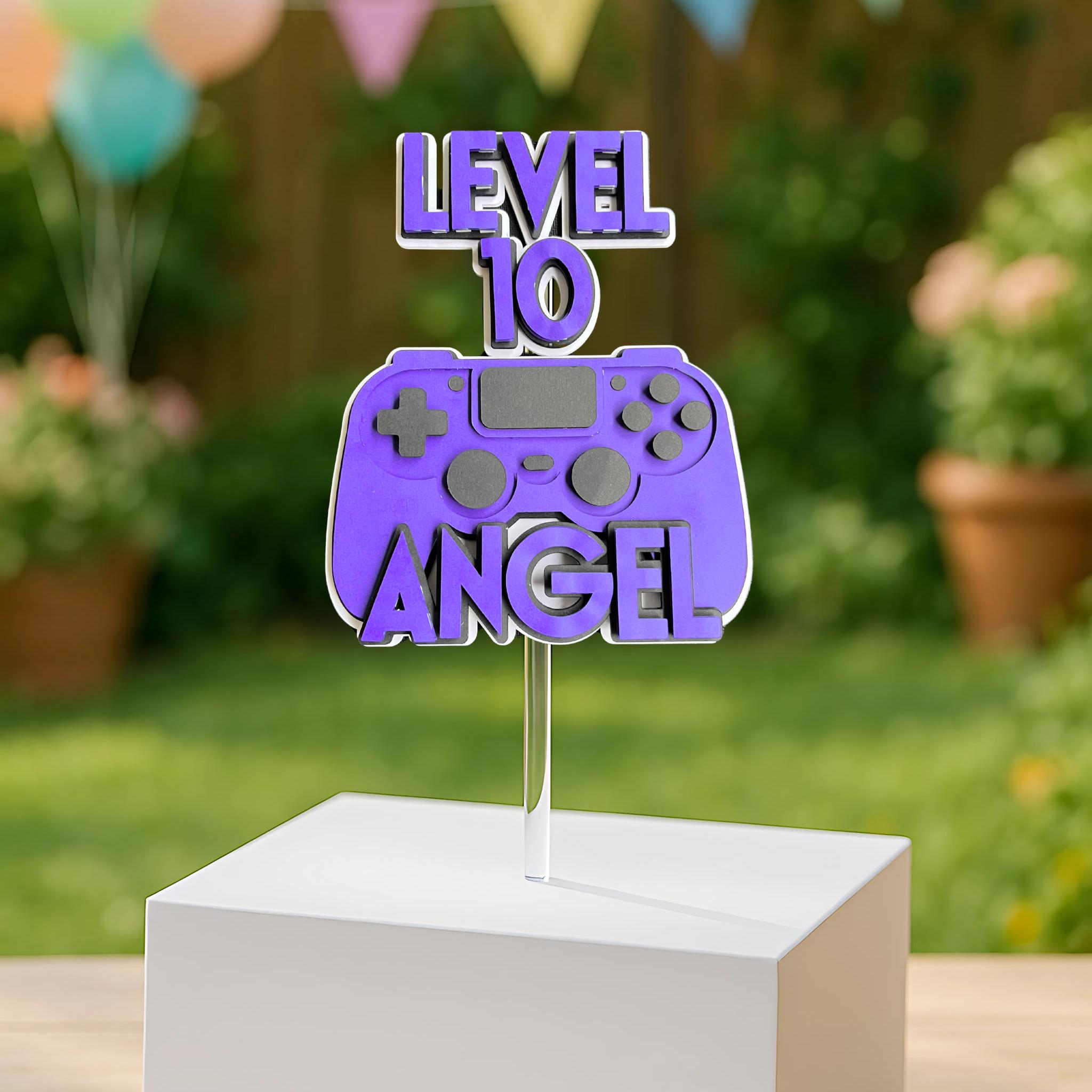 Level up Birthday Cake Topper | Game Center Piece | Personalized Name ...