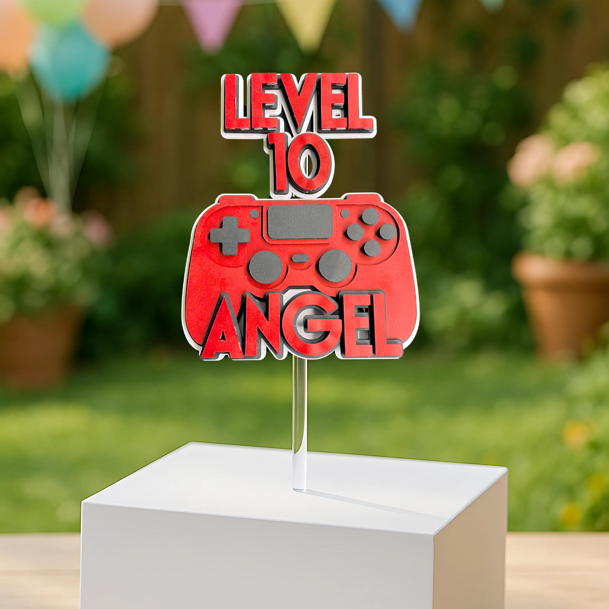 Level up Birthday Cake Topper | Game Center Piece | Personalized Name ...