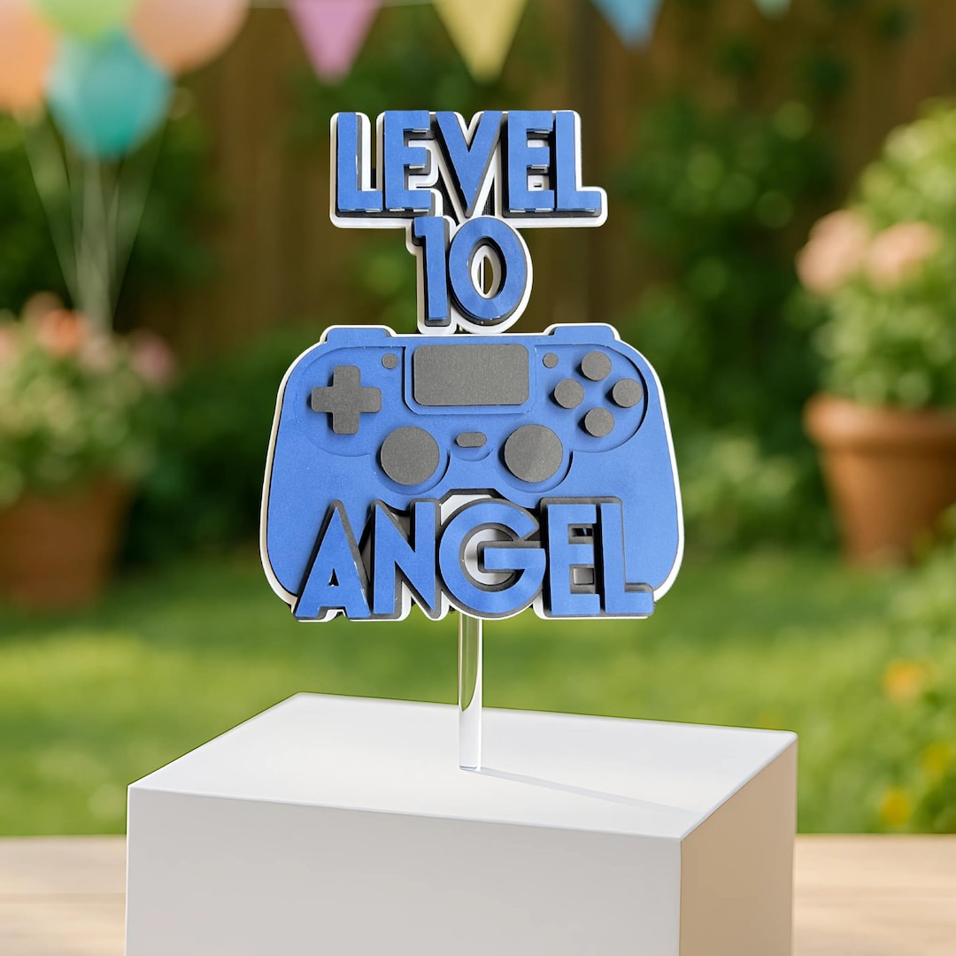 Level up Birthday Cake Topper | Game Center Piece | Personalized Name ...