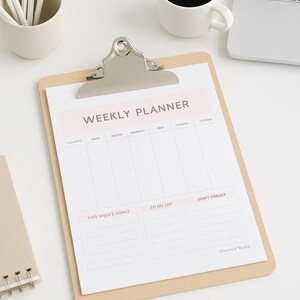 Weekly Planner Template | Pastel Pink Printable | Digital Download for ...