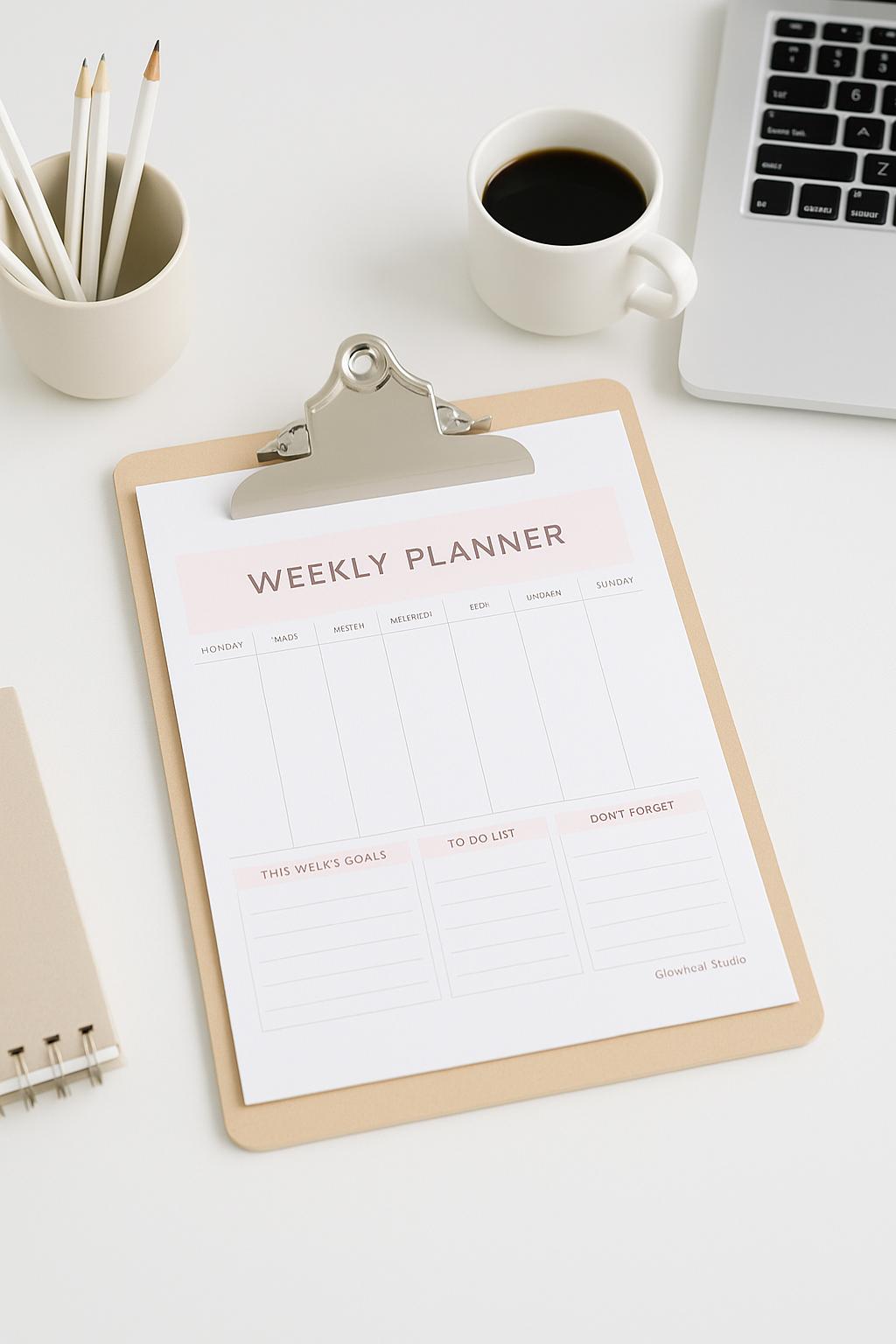 Weekly Planner Template | Pastel Pink Printable | Digital Download for ...