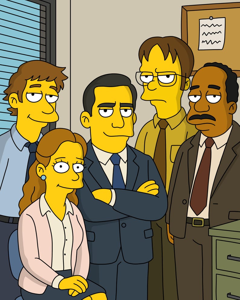 The Office Yellow Cartoon Poster • Instant Download Wall Art • Funny TV ...
