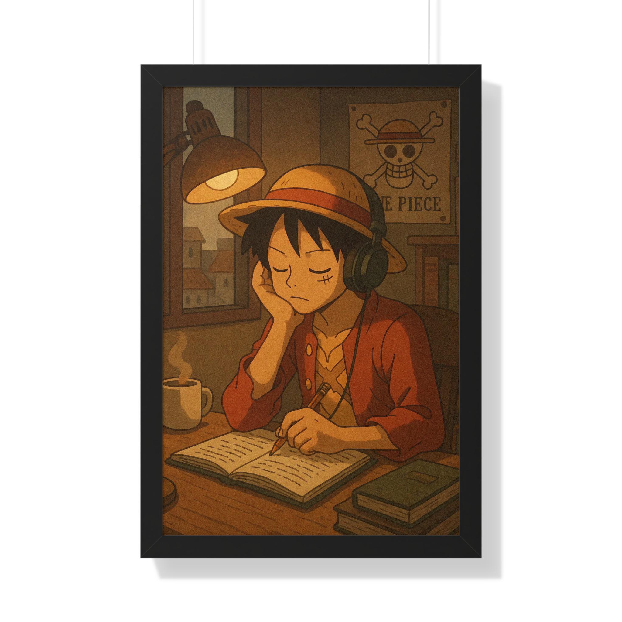 Anime Luffy Framed Vertical Poster, One Piece Monkey D. Luffy Wall Art ...