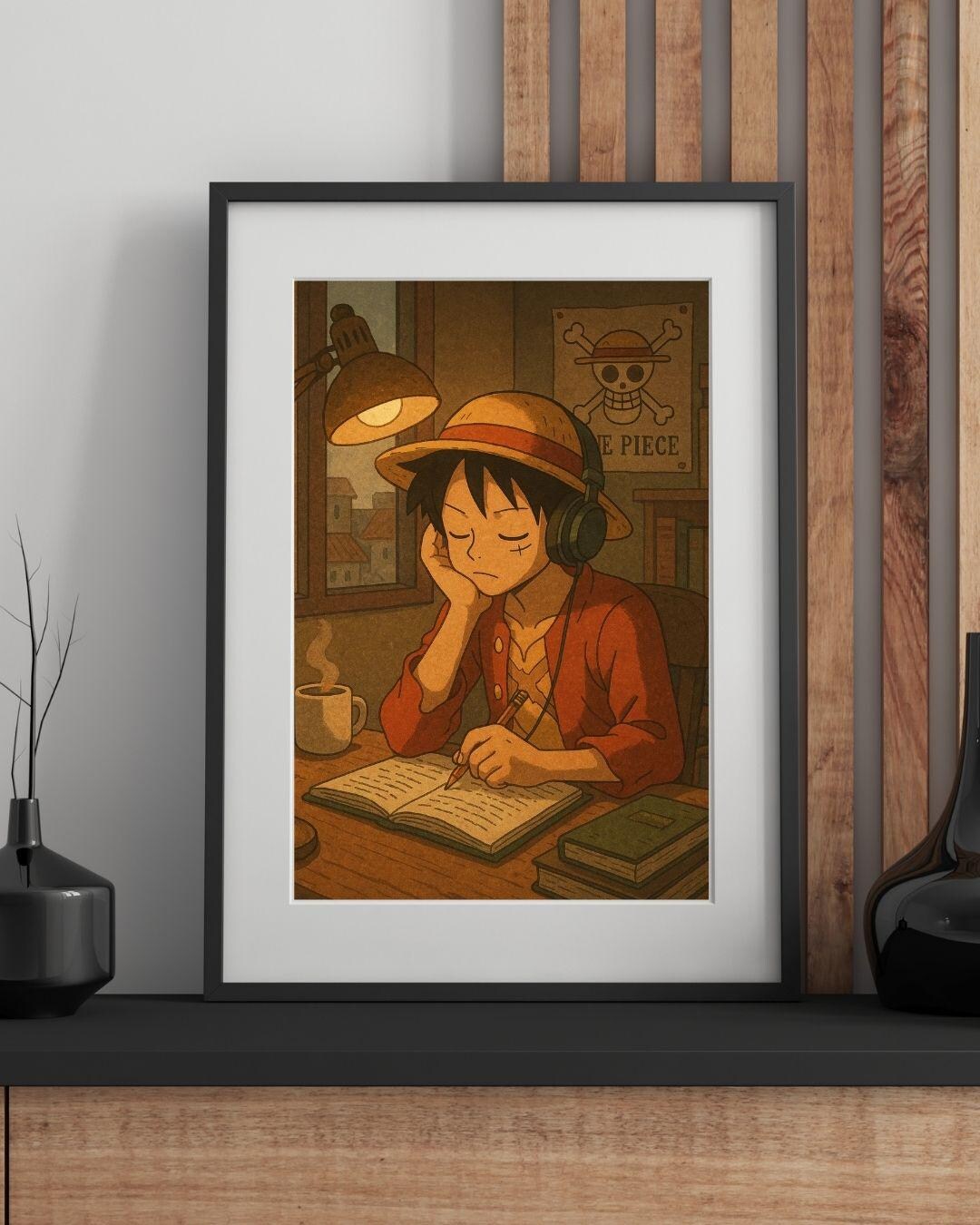 Anime Luffy Framed Vertical Poster, One Piece Monkey D. Luffy Wall Art ...