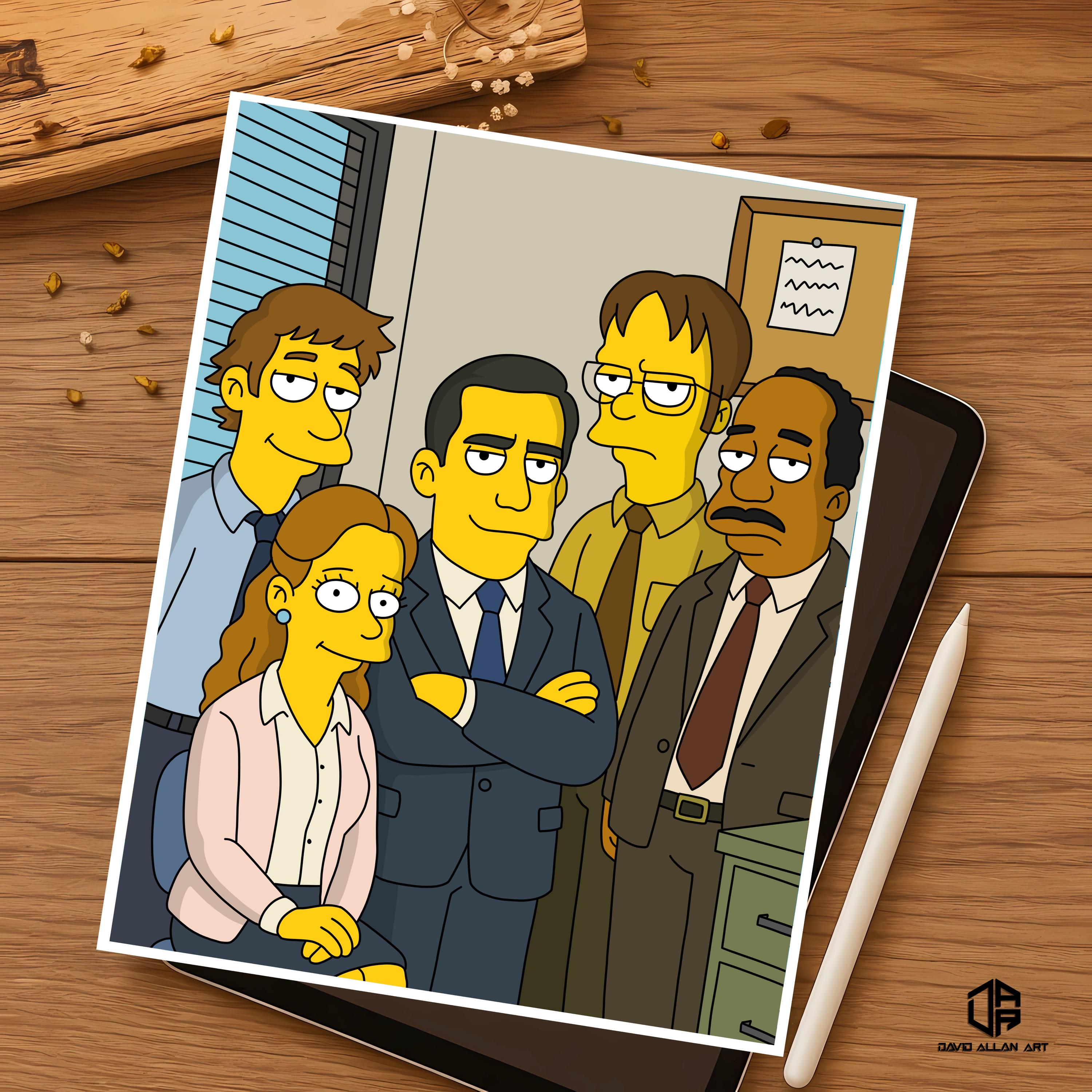 The Office Yellow Cartoon Poster • Instant Download Wall Art • Funny TV ...