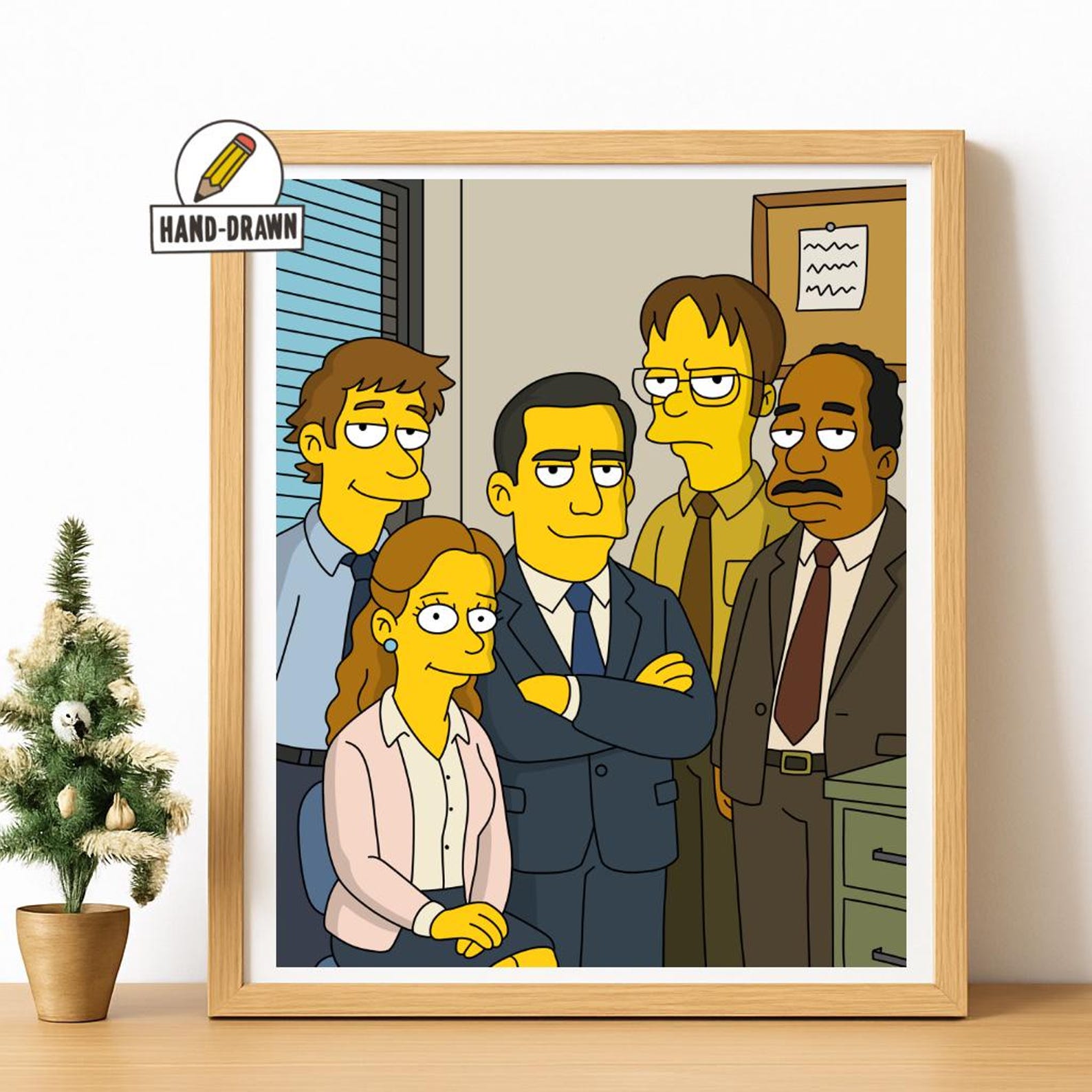 The Office Yellow Cartoon Poster • Instant Download Wall Art • Funny TV ...