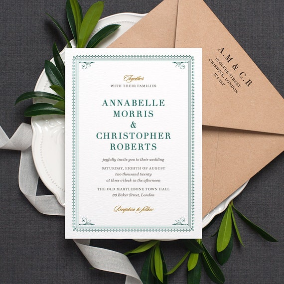 Traditional Wedding Invitation / 'Bloomsbury' Formal | Etsy