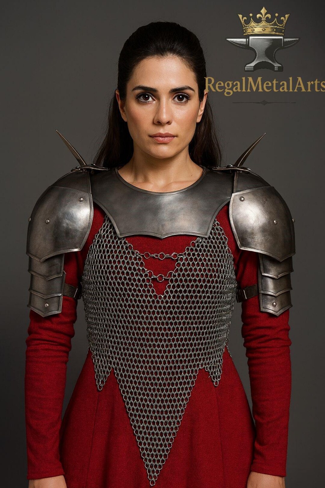 Medieval Knight Fantasy Lady Warrior Pauldrons,gorget, Chainmail -women ...