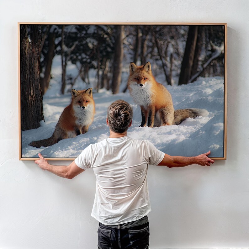 Winter Foxes Photography Print – Snowy Wildlife Wall Art - Etsy