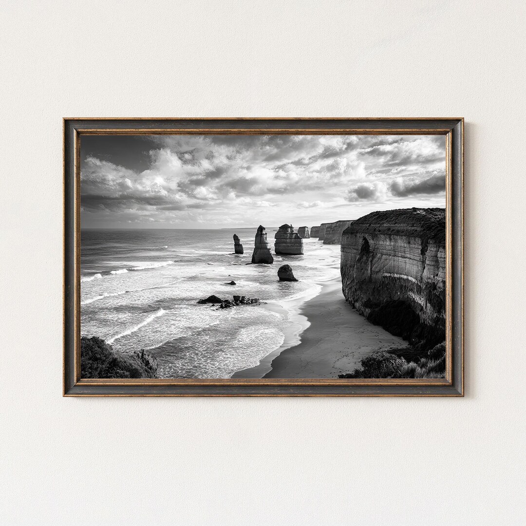 Twelve Apostles Black and White Photography Print, Great Ocean Road ...