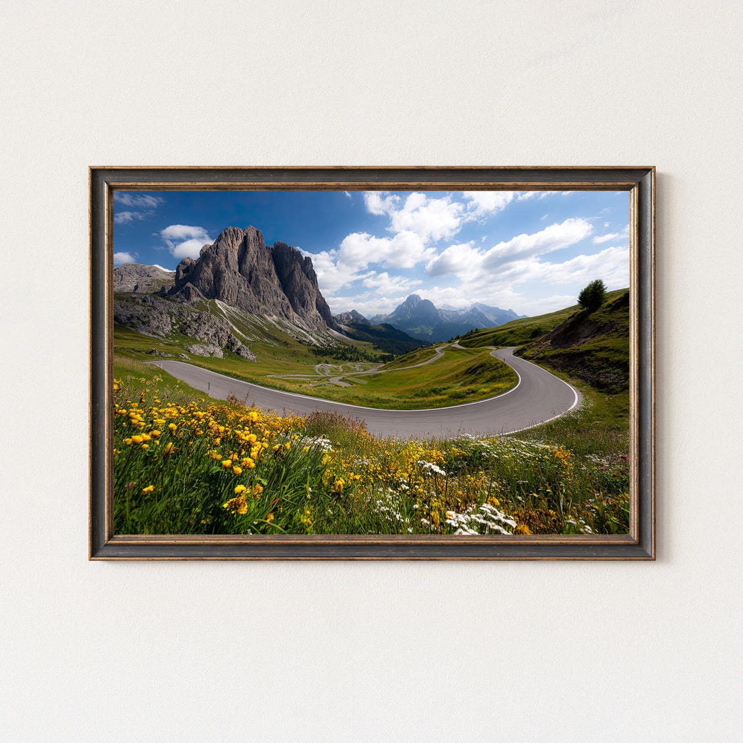 Passo Gardena Panorama Print, Dolomites Italy Wall Art, Mountain Road ...