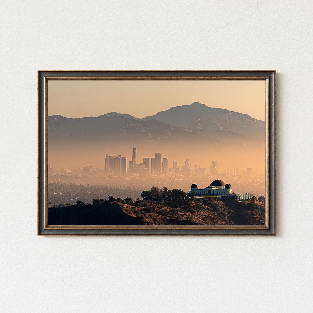 Los Angeles Griffith Observatory Wall Art | Skyline Sunset Print ...