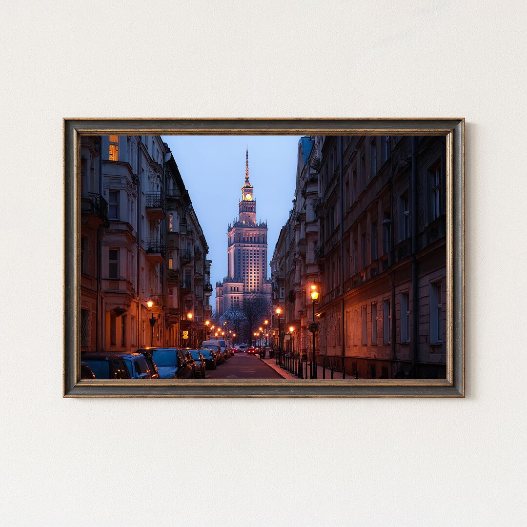 Warsaw Street View • Palace of Culture Skyline Cityscape Print - Etsy