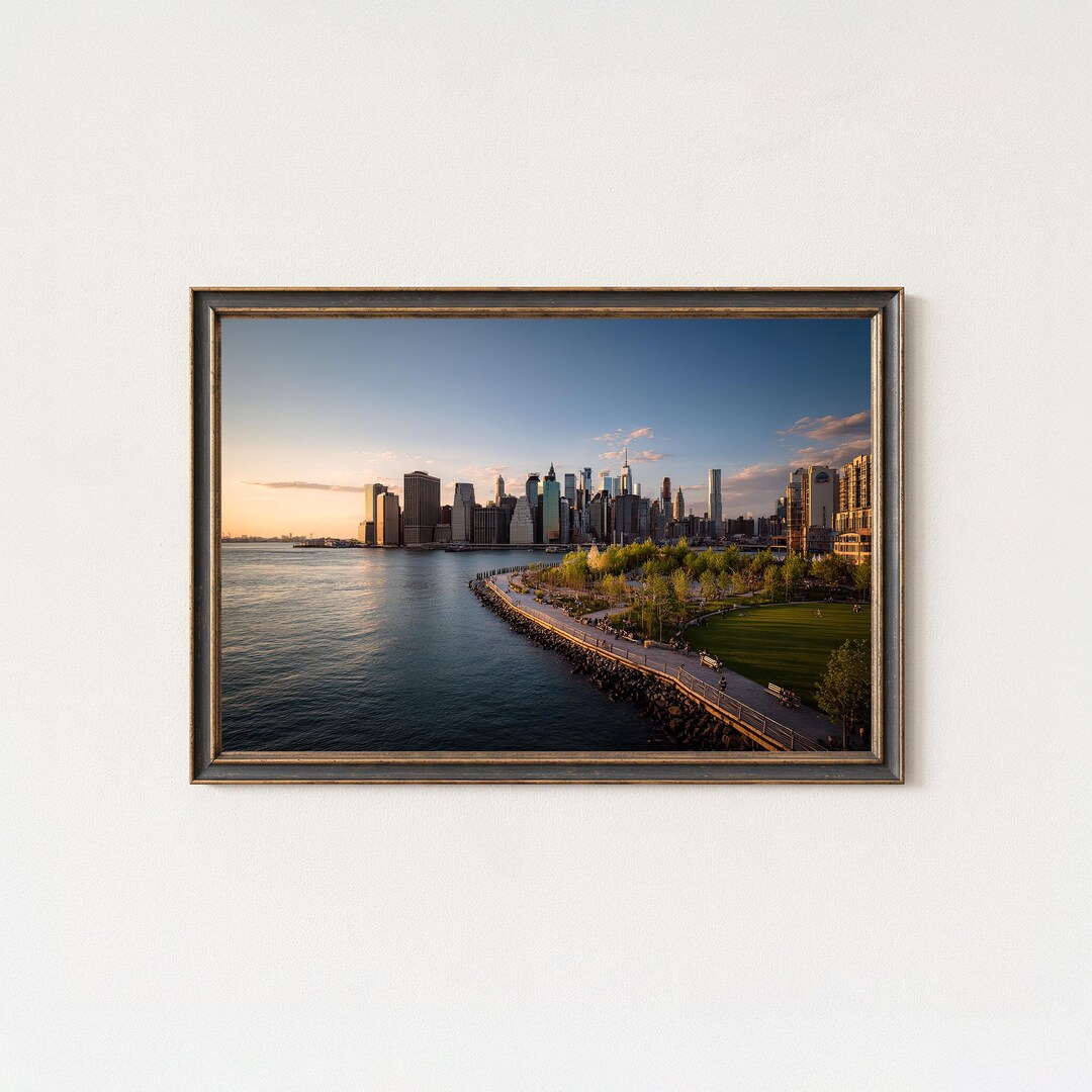 Manhattan Skyline Print – New York City Golden Hour Wall Art - Etsy