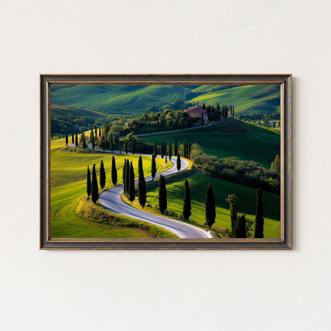 Tuscany S-curve Road Panorama Print, Italian Countryside Wall Art ...