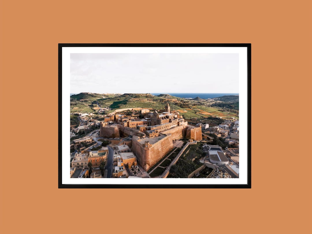 Gozo Citadel Aerial Print: Malta Fortress Photography, European Wall ...