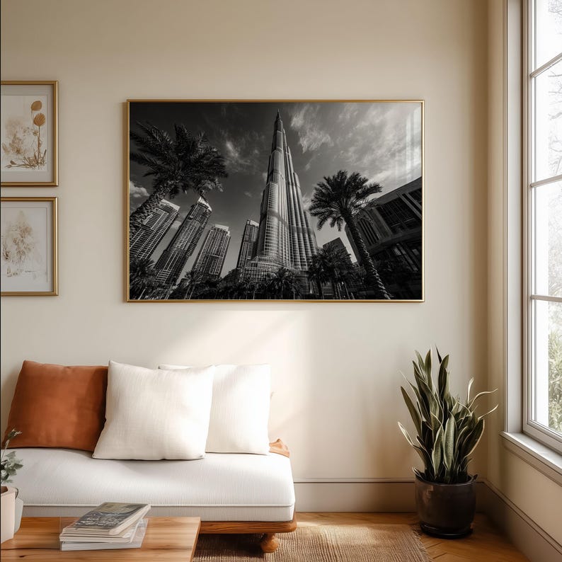 Burj Khalifa Black and White Architecture Photography Print Dubai ...