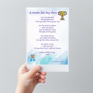 Printable Father’s Day Poem From Kids | A Poem for My Hero | 8x10 ...