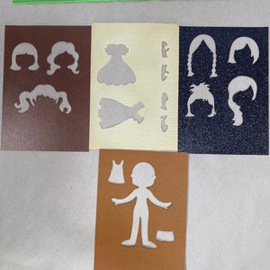 Cute Girl Paper Doll Stencil With Hair and Clothes Stencil - Etsy