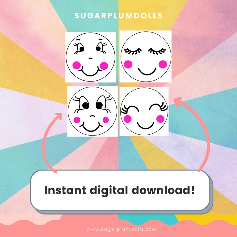 Digital Rag Doll Face Stencil Set #2 Digital Download - Etsy