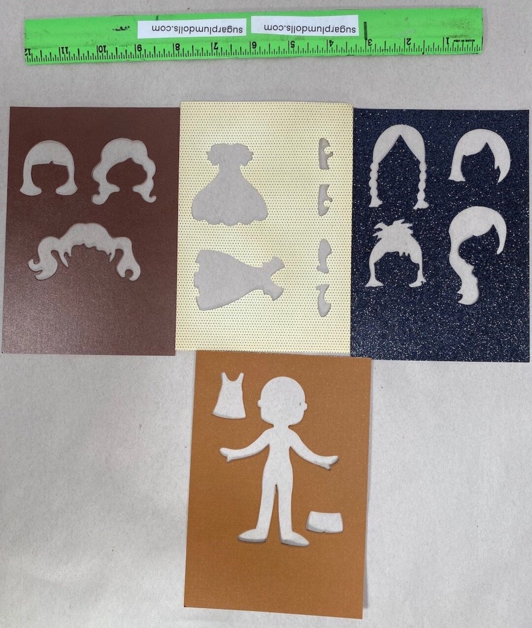 Cute Girl Paper Doll Stencil With Hair and Clothes Stencil - Etsy