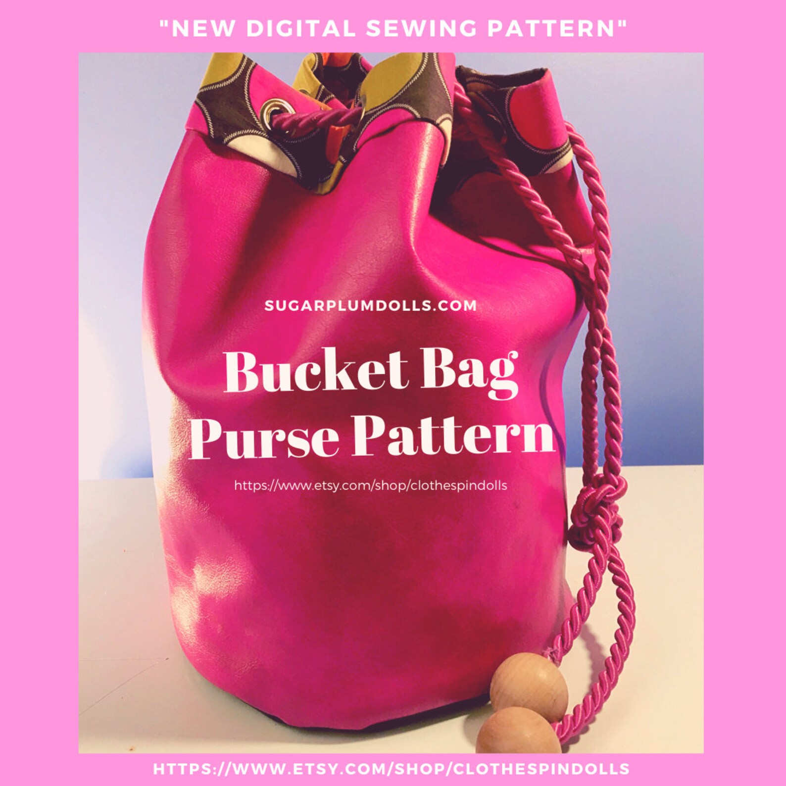 Round Bottom Bucket Bag Digital Pattern PDF Instant Download Sewing ...