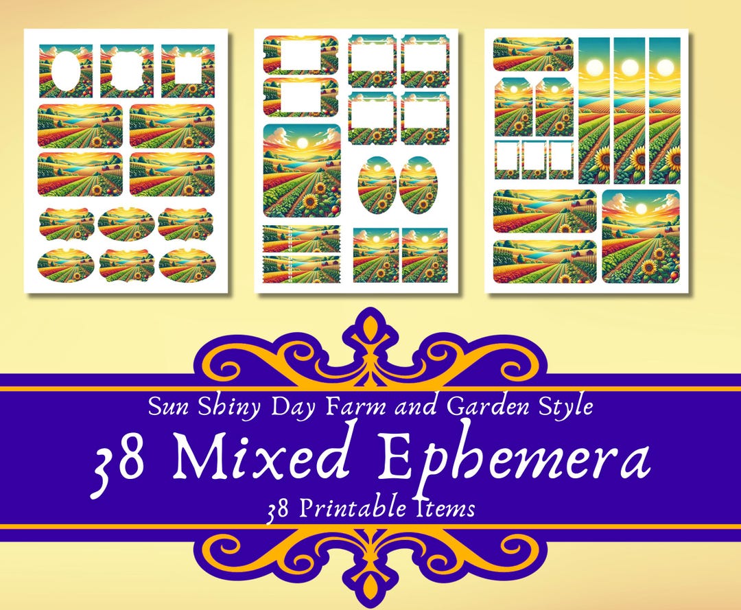 38 Mixed Ephemera Sun Shiny Day Farm and Garden Style Scrapbook Pretty ...