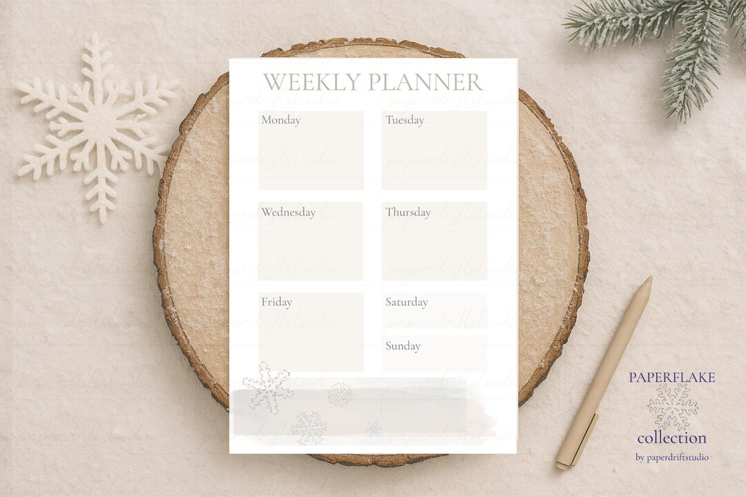 Winter Weekly Planner Template | Minimalist Snowflake Design (canva ...