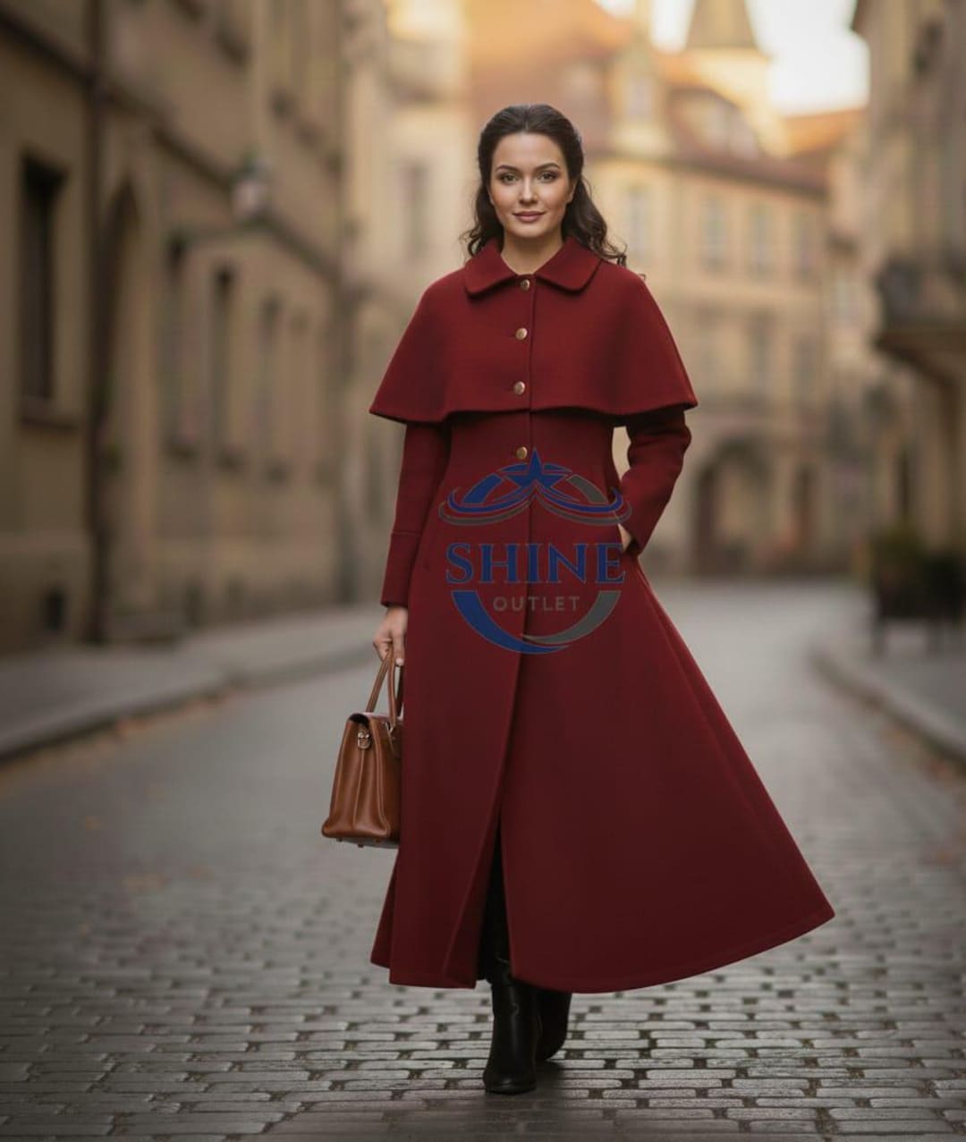 Women’s Custom Red Cape Long Coat | Elegant Wool Winter Coat | Vintage ...