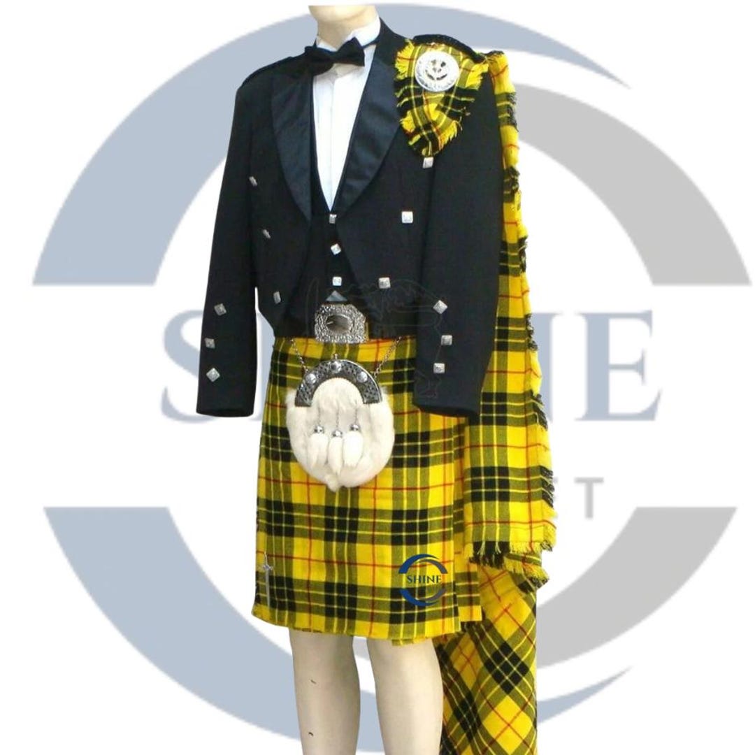 Custom Scottish Highland Outfit | Prince Charlie Jacket & Tartan Kilt ...