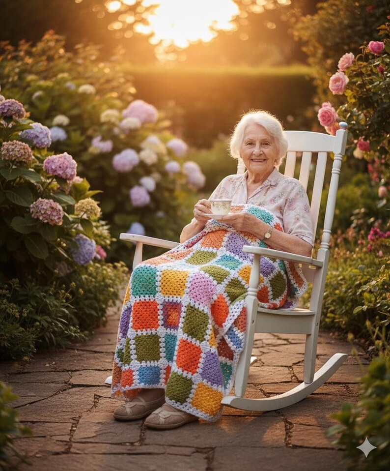 Colorful Granny Square Crochet Blanket, Handmade Cotton Boho Throw - Etsy